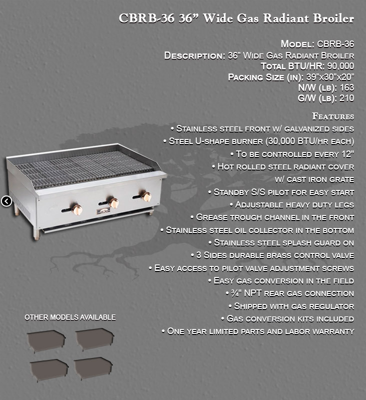 36" Wide Gas Radiant Broiler – Midwest Restaurant Supply