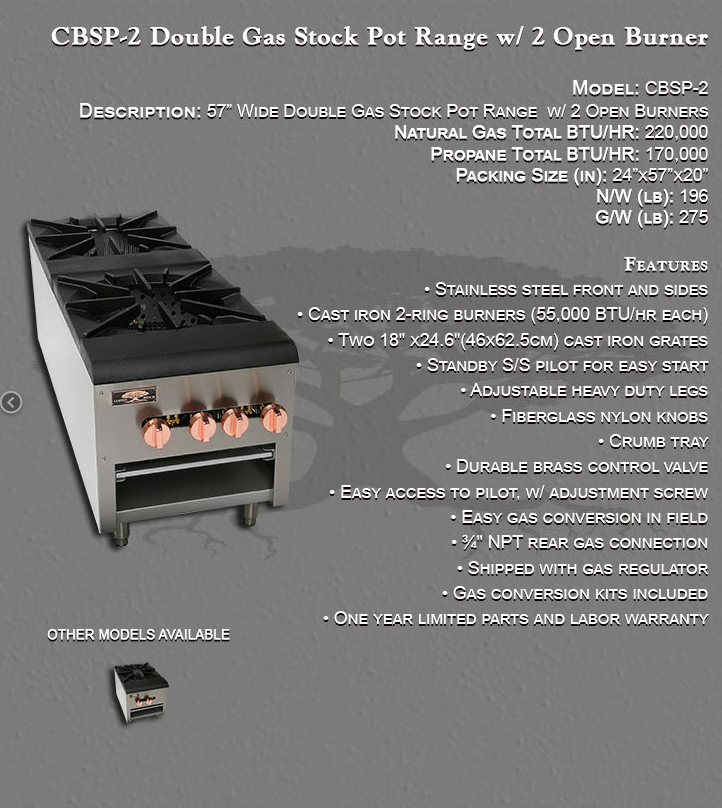 Double Gas Stock Pot Range w/ 2 Open Burners – Midwest Restaurant Supply
